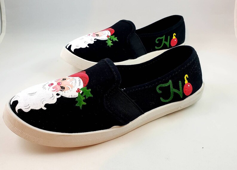 HAND PAINTED CHRISTMAS Shoes, Santa Shoes, Baby/toddler, Child/youth ...