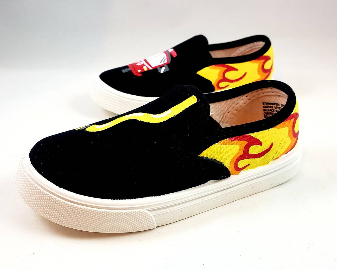 Hand PAINTED FIREFIGHTER SHOES, Fireman Shoes, Baby/toddler, Child ...