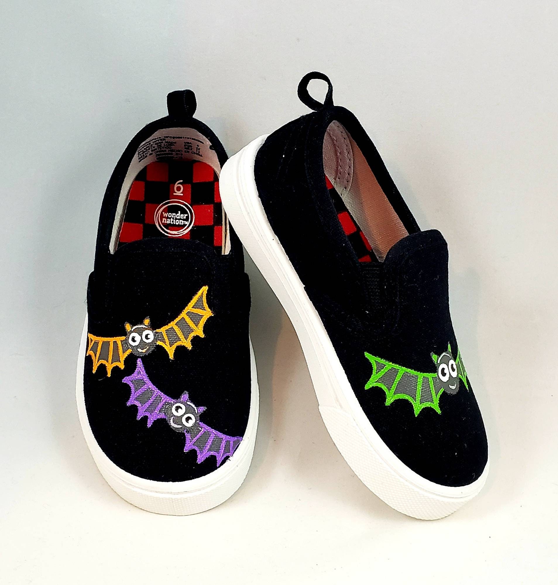 Hand PAINTED HALLOWEEN SHOES bat shoes baby toddler | Etsy
