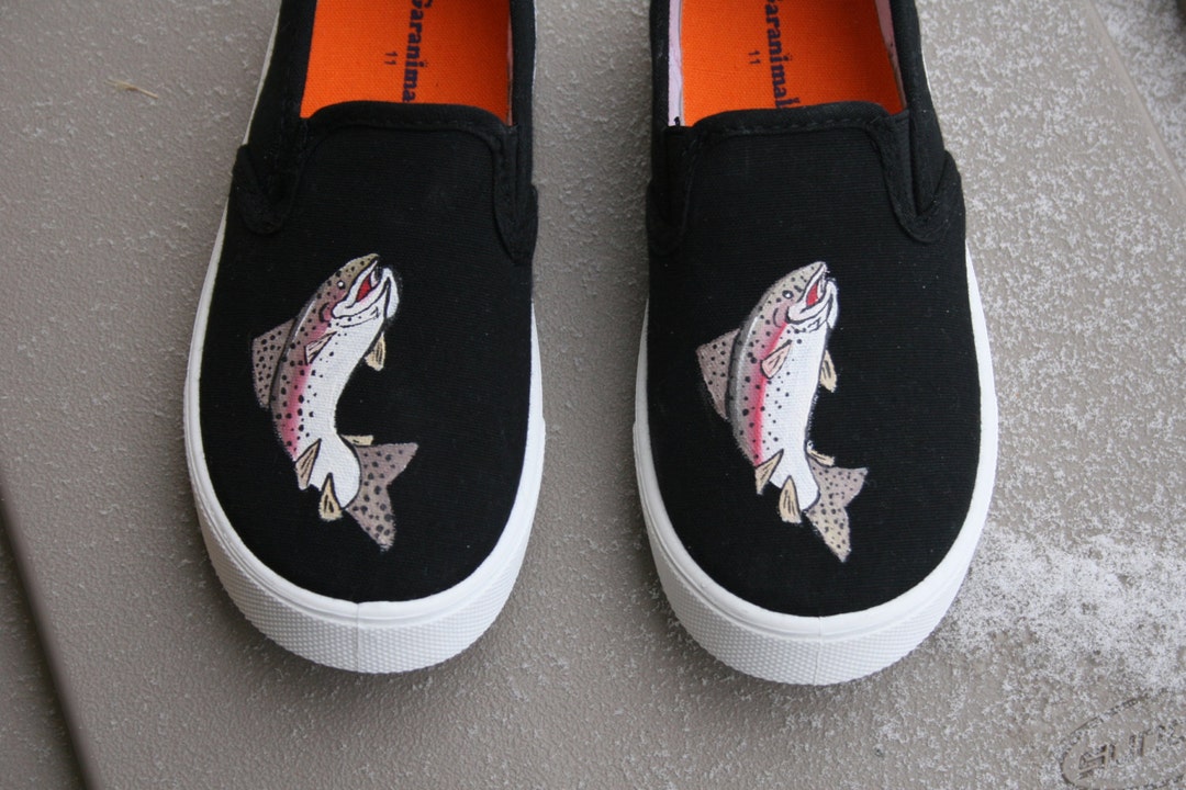 Hand PAINTED Fish SHOES Rainbow Trout Shoes Fisherman Shoes - Etsy