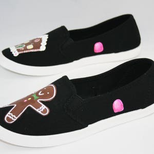 HAND PAINTED CHRISTMAS Shoes, Ginger Bread House, and Ginger Bread Man ...