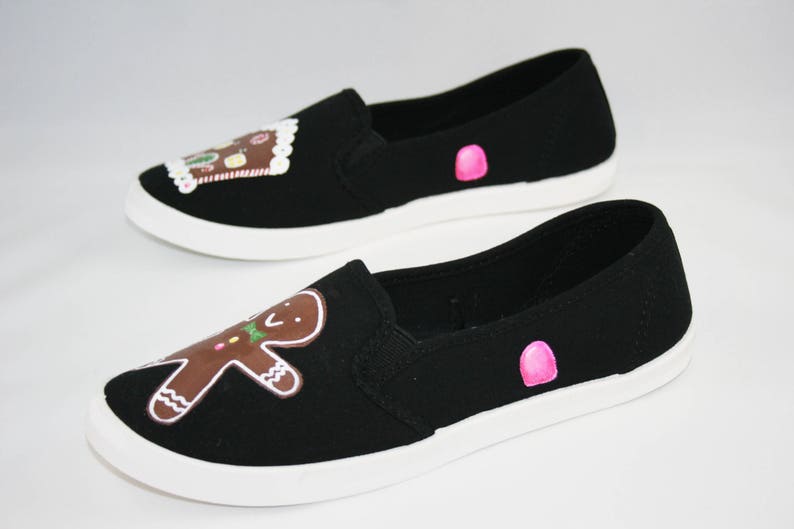HAND PAINTED CHRISTMAS Shoes, Ginger Bread House, and Ginger Bread Man ...