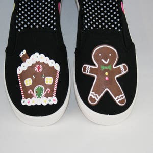 HAND PAINTED CHRISTMAS Shoes, Ginger Bread House, and Ginger Bread Man ...
