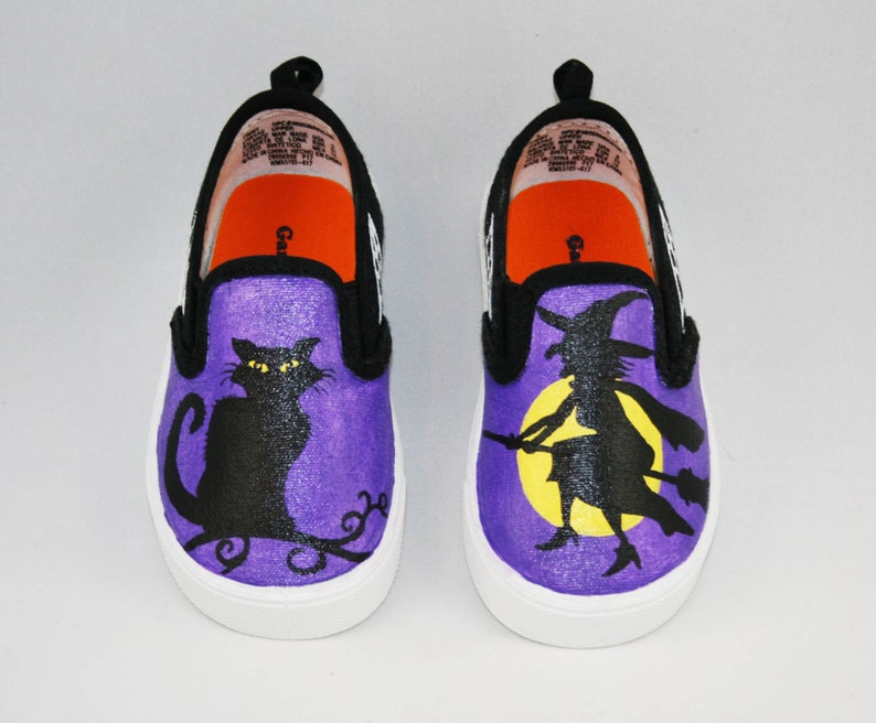 Hand PAINTED HALLOWEEN SHOES Witch Shoes Cat Shoes Toddler | Etsy