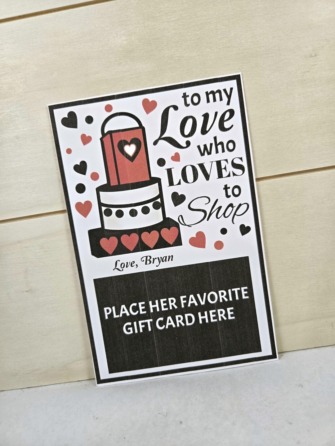 EDITABLE Valentines GIFT CARD Holder for Women, Generic Gift Card ...