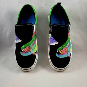 HAND PAINTED FISH Shoes, Rainbow Trout Shoes, Happy Camper Shoes, Baby ...