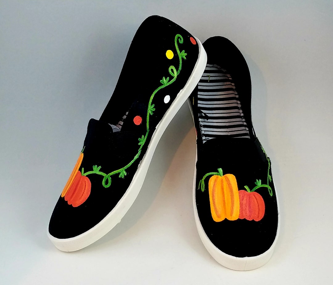 Hand PAINTED SHOES, Fall Shoes, Pumpkin Shoes, Thanksgiving, Halloween ...