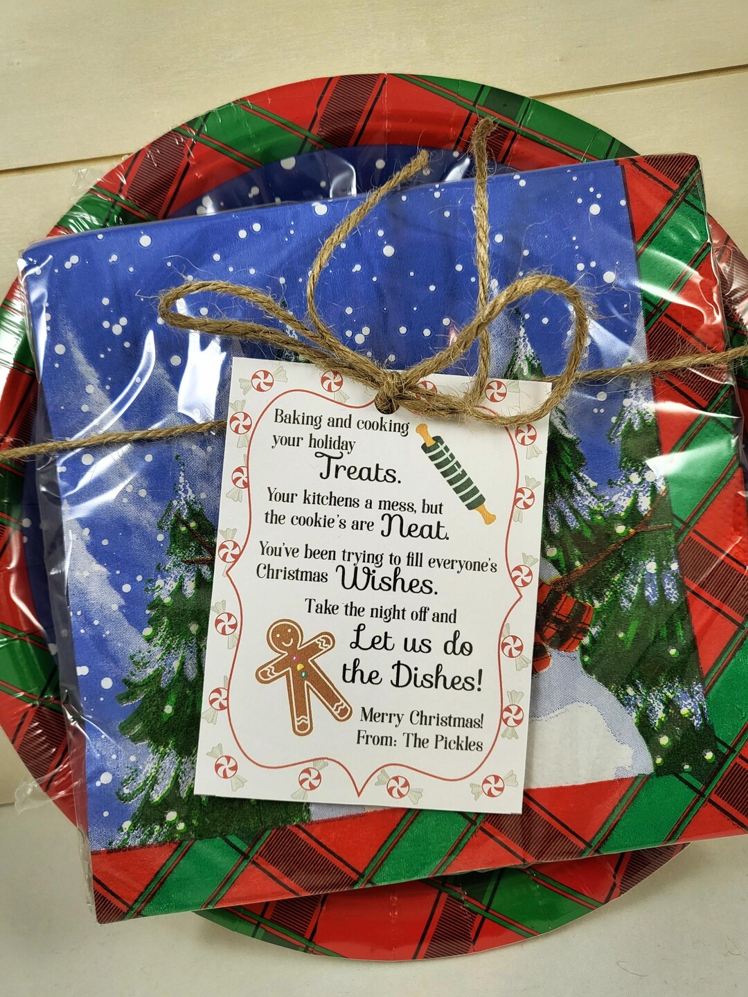 Digital Gift Tag, CHRISTMAS Let Us Do the DISHES Gift Tag, Paper Plate ...