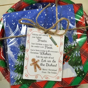 Digital Gift Tag, CHRISTMAS Let Us Do the DISHES Gift Tag, Paper Plate ...