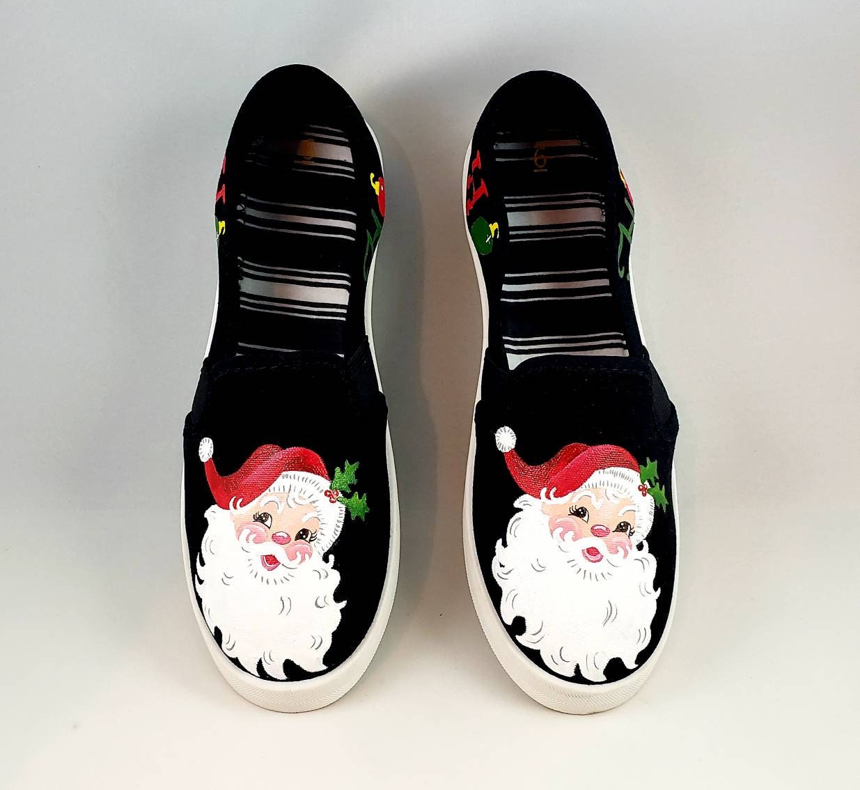 HAND PAINTED CHRISTMAS Shoes, Santa Shoes, Baby/toddler, Child/youth ...