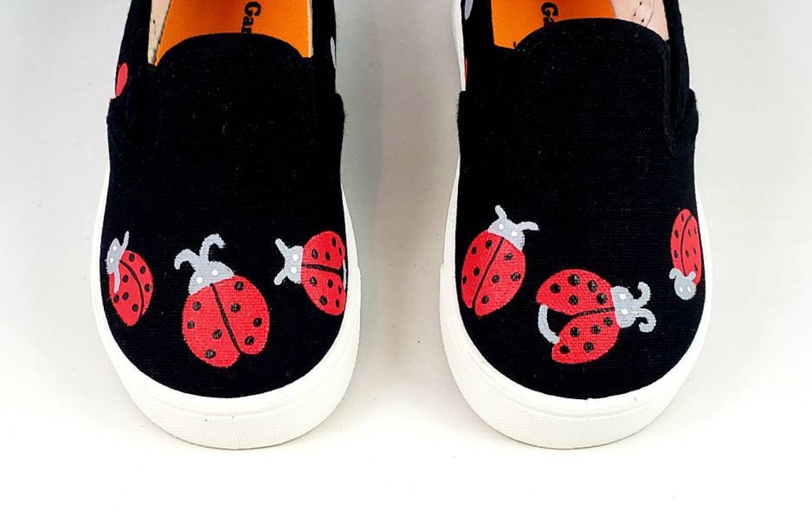 HAND PAINTED LADYBUG Shoes Baby/ Toddler Child/ Youth and - Etsy