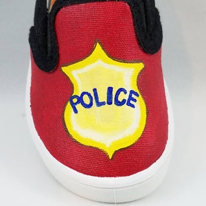 HAND PAINTED POLICE Shoes, Cop Shoes, Baby/toddler, Child/youth, and ...