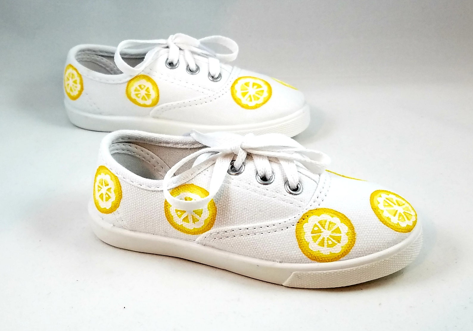 Hand PAINTED LEMON SHOES White Lace up Lemon Shoes Toddler - Etsy