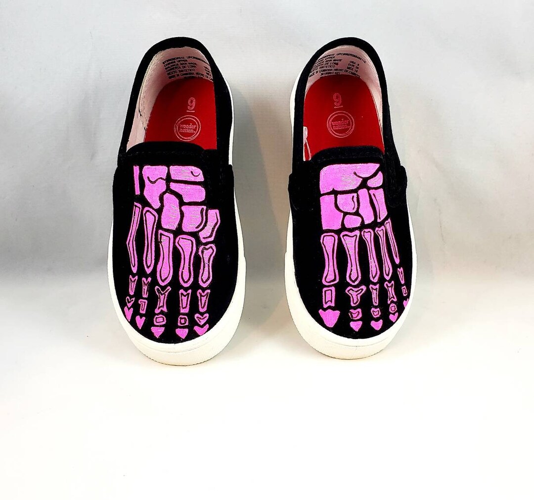 Hand PAINTED SKELETON FEET Shoes, Halloween Shoes Baby, Toddler, Child ...