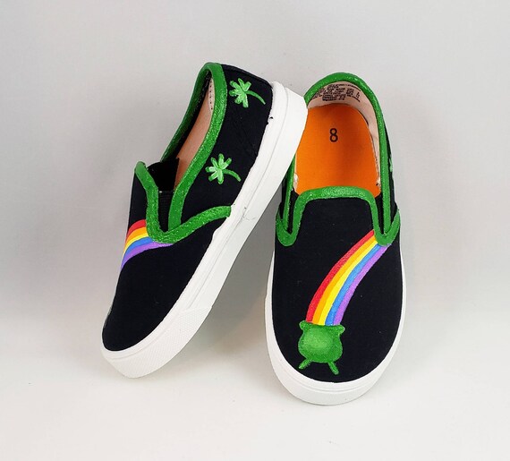 Hand PAINTED ST PATRICKS Day Shoes Shamrock Shoes Rainbow | Etsy
