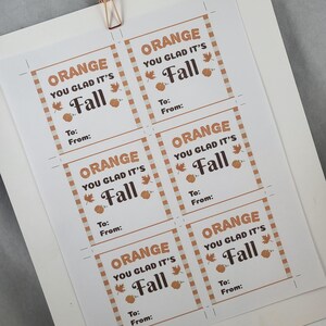Digital Gift Tag, Fall Gift Tag, Orange You Glad It's Fall Note Tag ...