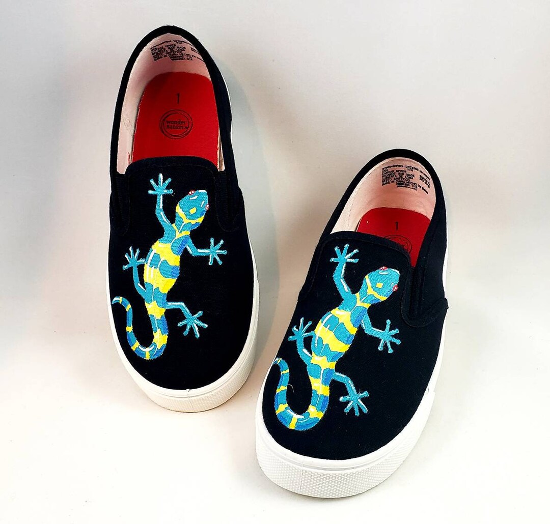 Hand PAINTED LIZARD SHOES, Reptile Shoes, Baby, Toddler, Child, Youth ...