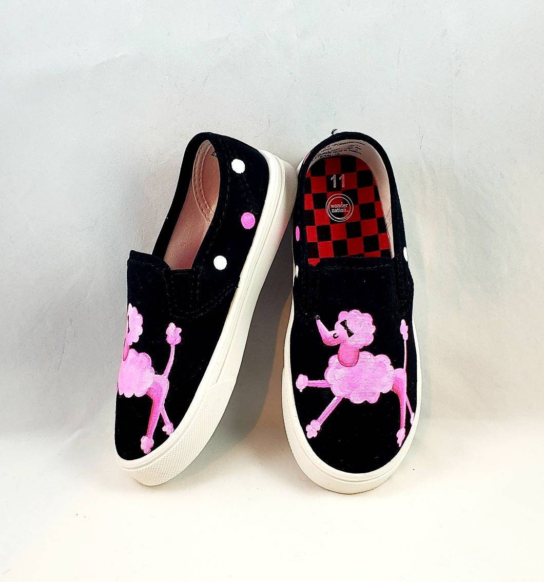 HAND PAINTED POODLE Shoes, Pink Poodle Shoes, Baby/toddler, Child/youth ...