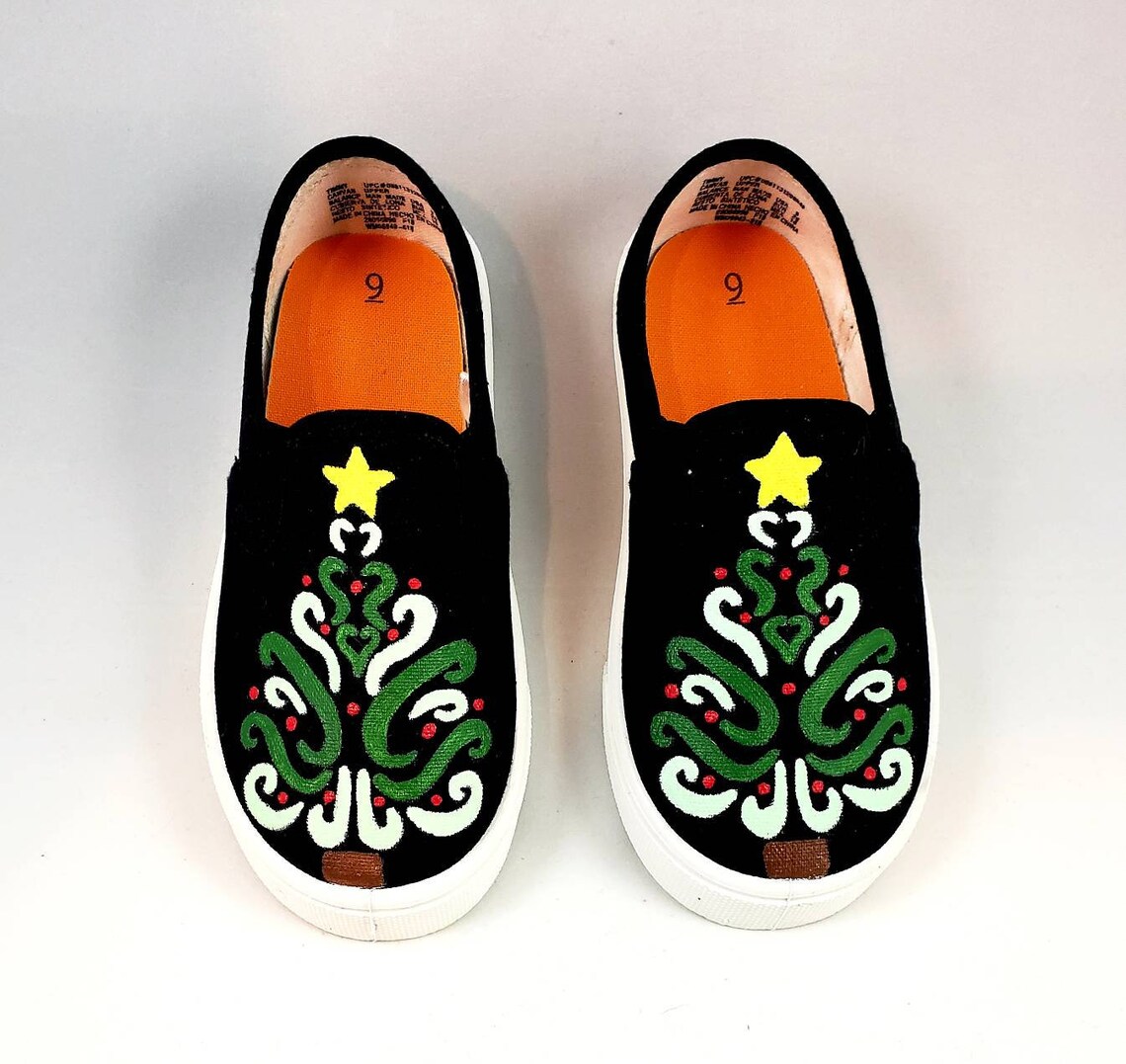 Hand Painted CHRISTMAS SHOES Christmas Tree Shoes Baby/ | Etsy