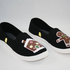 HAND PAINTED CHRISTMAS Shoes, Ginger Bread House, and Ginger Bread Man ...
