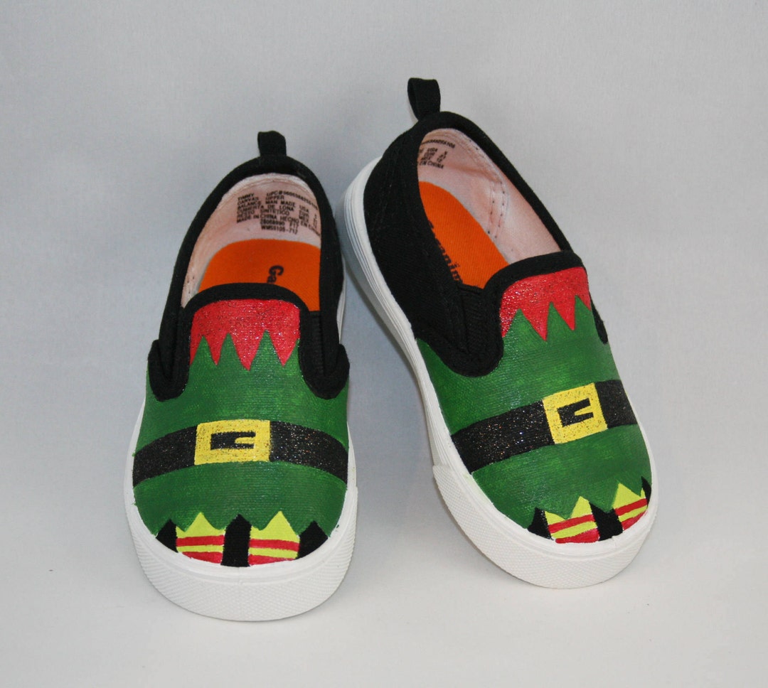Hand PAINTED ELF SHOES, Christmas Shoes, Baby/toddler, Child/youth, and ...