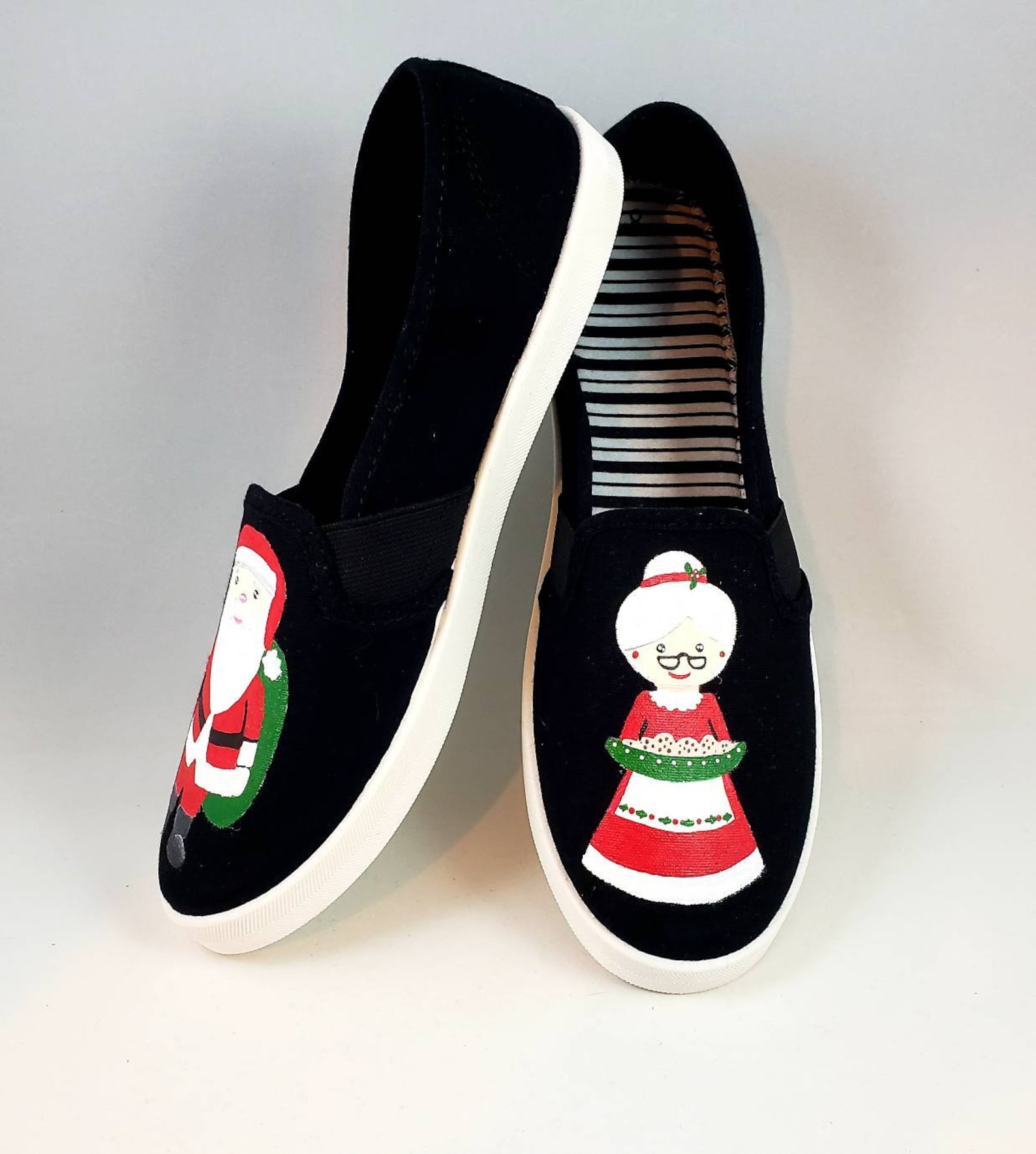 Hand PAINTED CHRITSMAS SHOES Santa and Mrs. Clause Shoes - Etsy