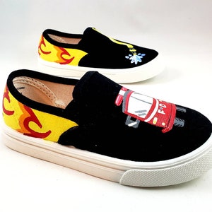 Hand PAINTED FIREFIGHTER SHOES, Fireman Shoes, Baby/toddler, Child ...
