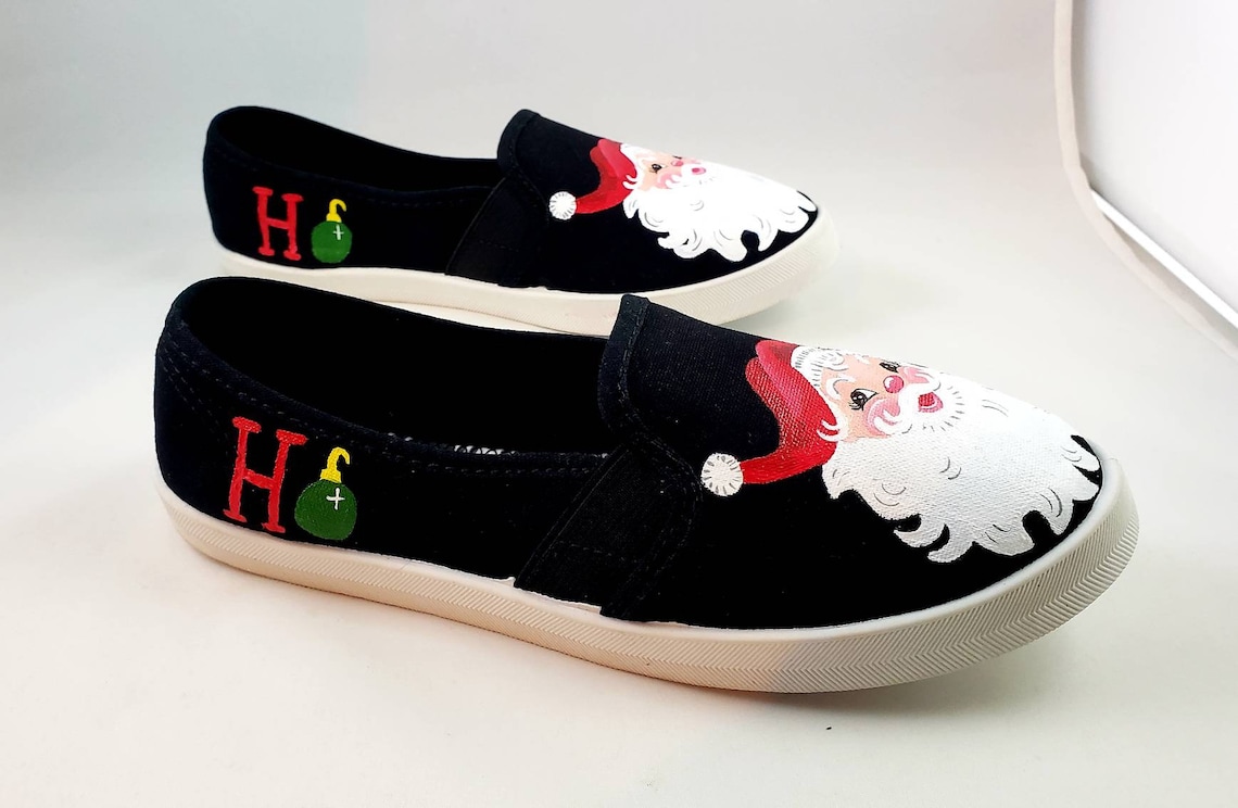 HAND PAINTED CHRISTMAS Shoes, Santa Shoes, Baby/toddler, Child/youth ...