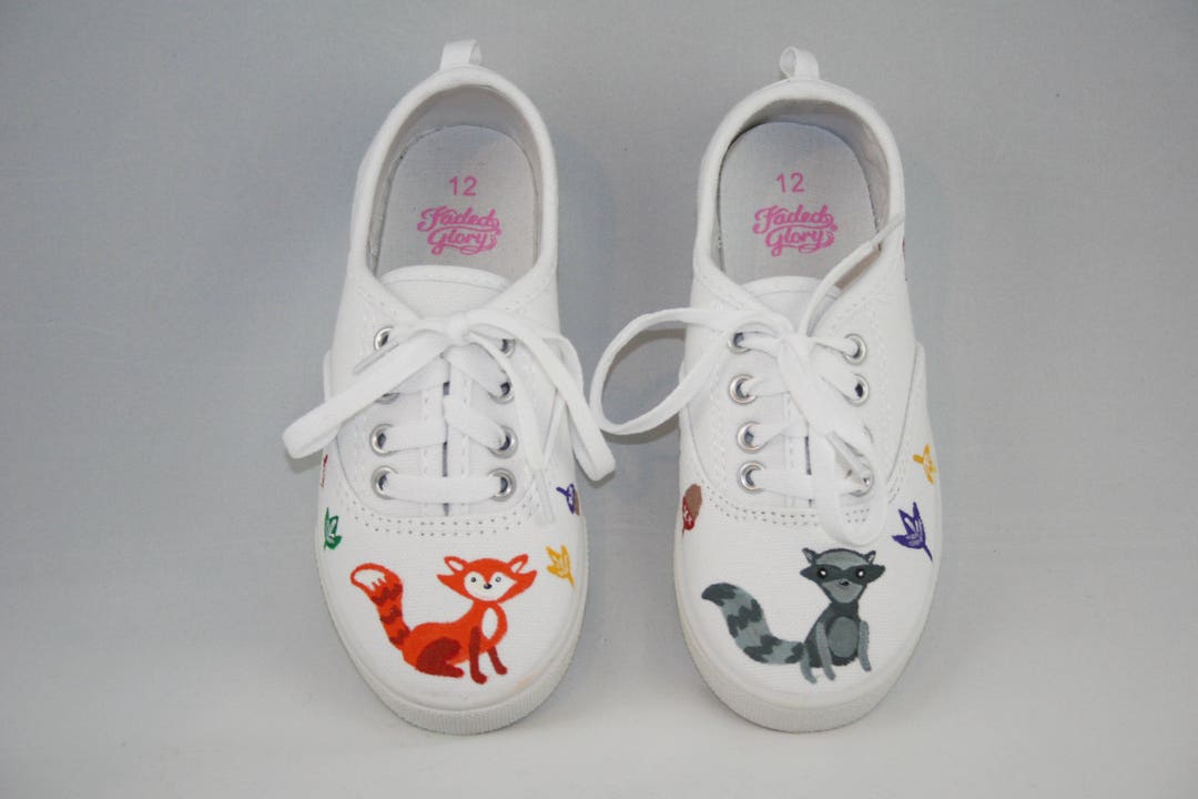 HAND PAINTED Fall Shoes, Fox Shoes, Autumn Shoes, Woodland Animal Shoes ...