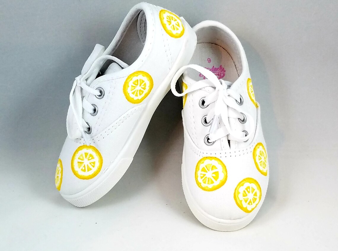 Hand PAINTED LEMON SHOES White Lace up Lemon Shoes Toddler - Etsy