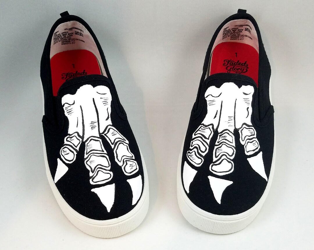 Hand Painted DINOSAUR FEET SHOES, Dinosaur Skeleton Shoes, T-rex Shoes ...