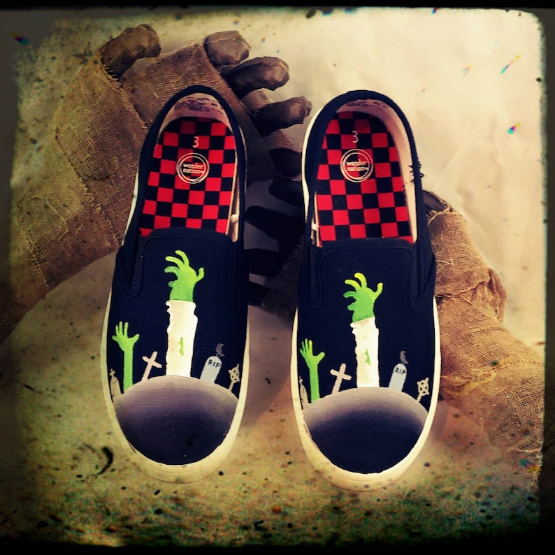 Hand PAINTED HALLOWEEN SHOES Zombie Shoes Cemetery Shoes - Etsy