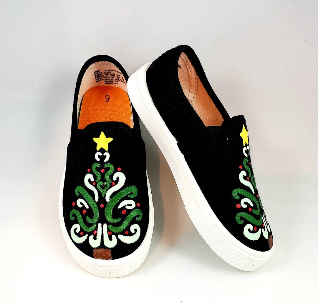 Hand Painted CHRISTMAS SHOES, Christmas Tree Shoes, Baby/ Toddler ...