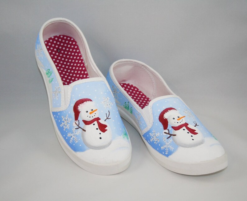 Hand PAINTED SNOWMAN SHOES, Christmas Shoes, Women's Sizes - Etsy