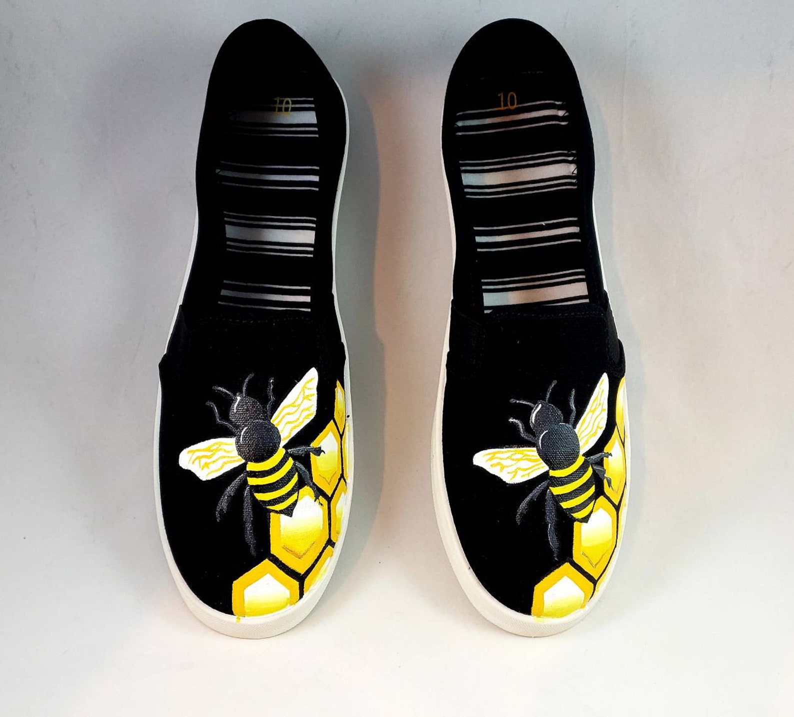 Hand PAINTED BEE SHOES, Honey Comb Shoes, Baby, Toddler, Child, Youth ...
