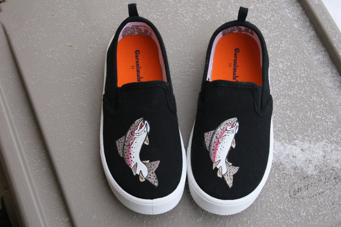 Hand PAINTED Fish SHOES Rainbow Trout Shoes Fisherman Shoes | Etsy