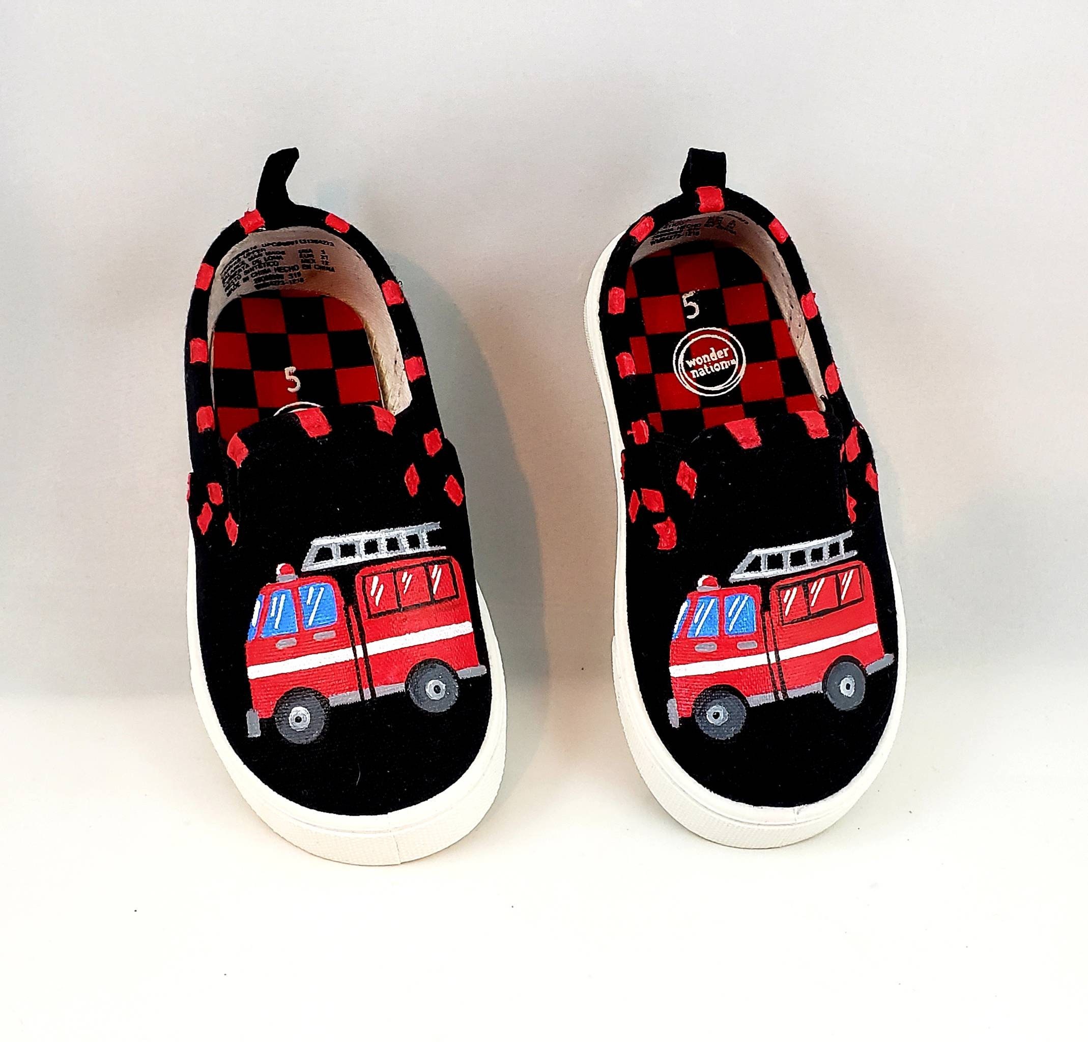 Hand PAINTED FIRETRUCK SHOES Firefighter Shoes, Baby, Toddler, Child ...