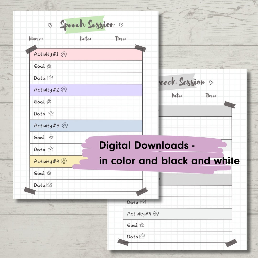 Digital Speech Therapy Daily Session Agenda Activity, Goals, and Data ...