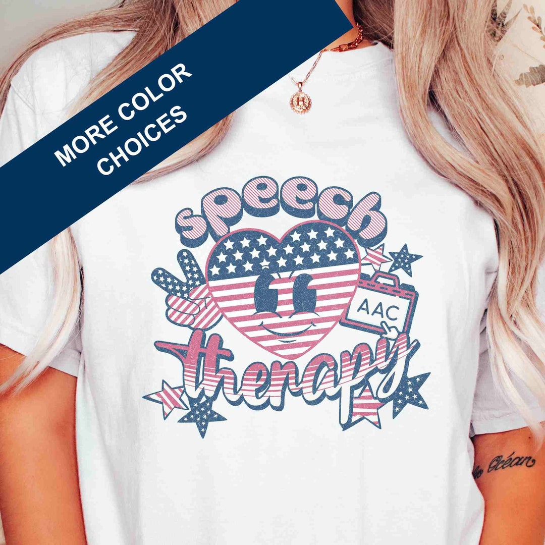 4th of July Speech Therapy Shirt, ASL Shirt, AAC Device Shirt, Retro ...