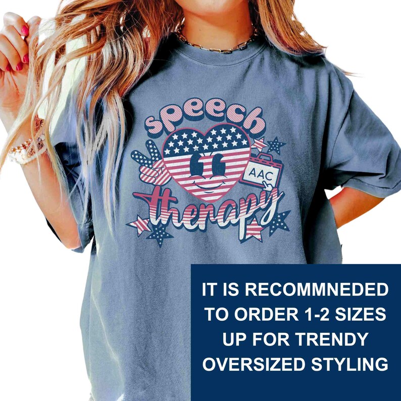 4th of July Speech Therapy Shirt, ASL Shirt, AAC Device Shirt, Retro ...