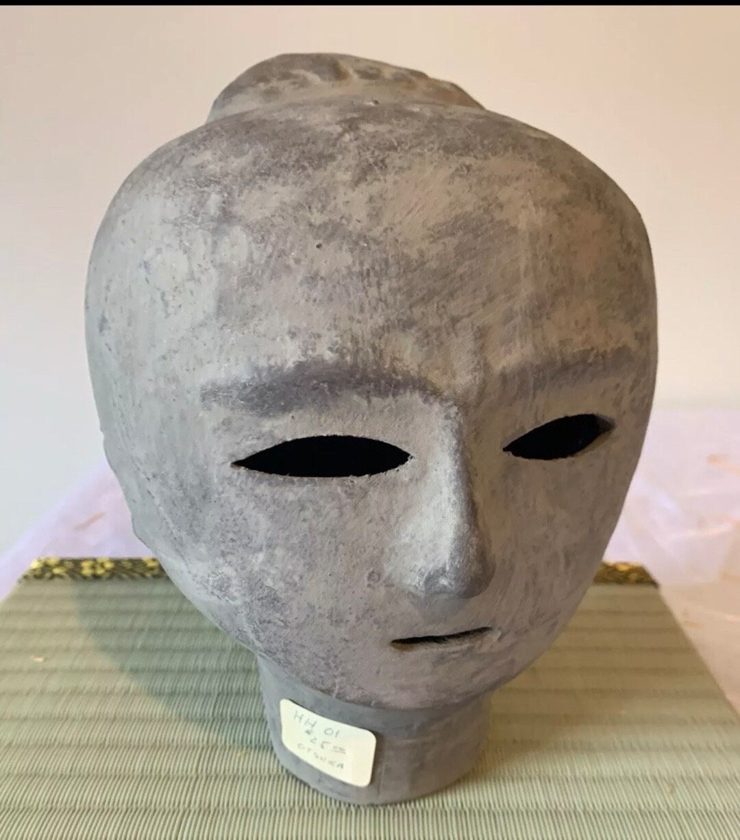 Japanese Terra-cotta Head of Woman With Headdress Handmade, Rare ...