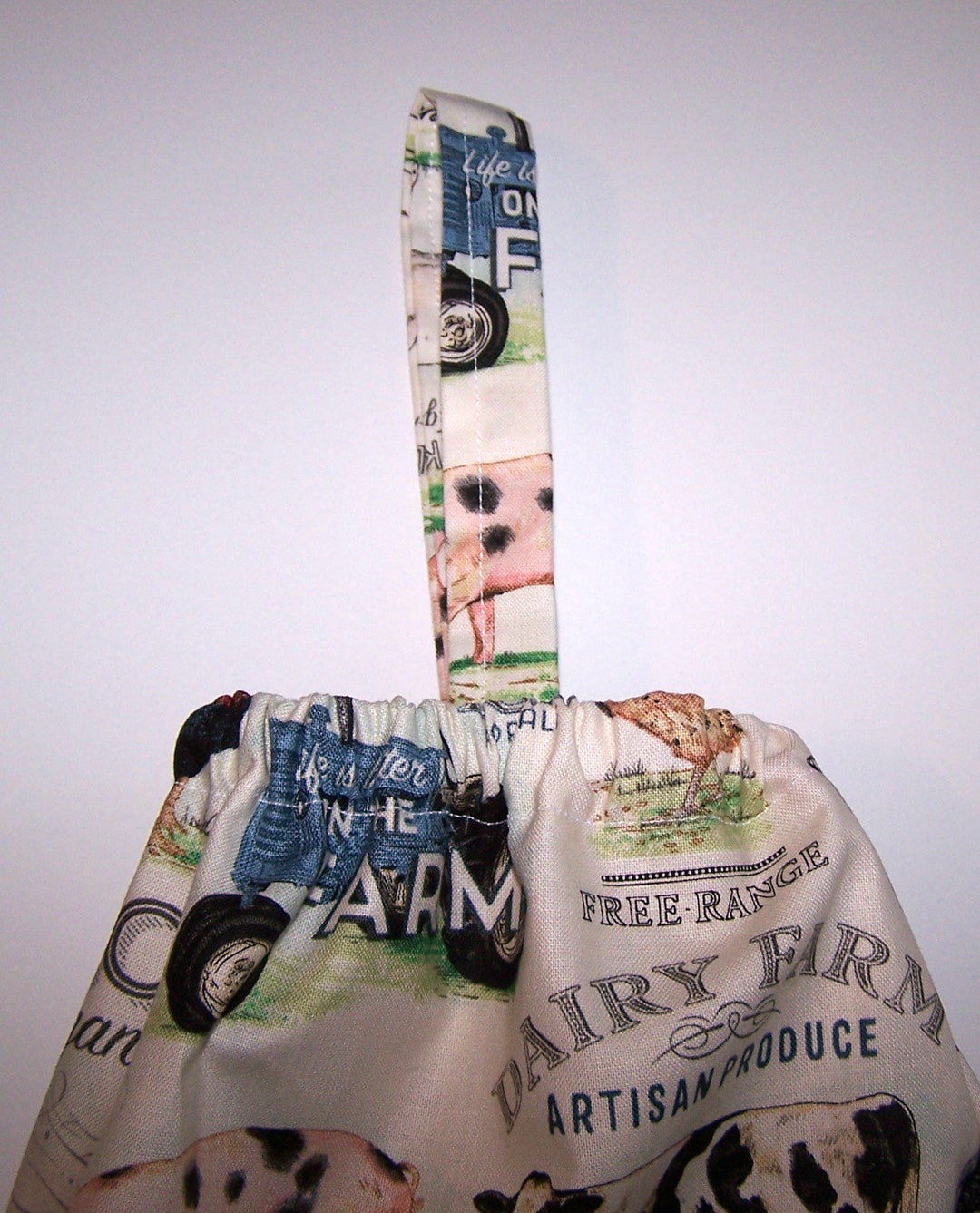 Farm Print Grocery Bag Holder, Farm Fabric Plastic Bag Dispenser ...
