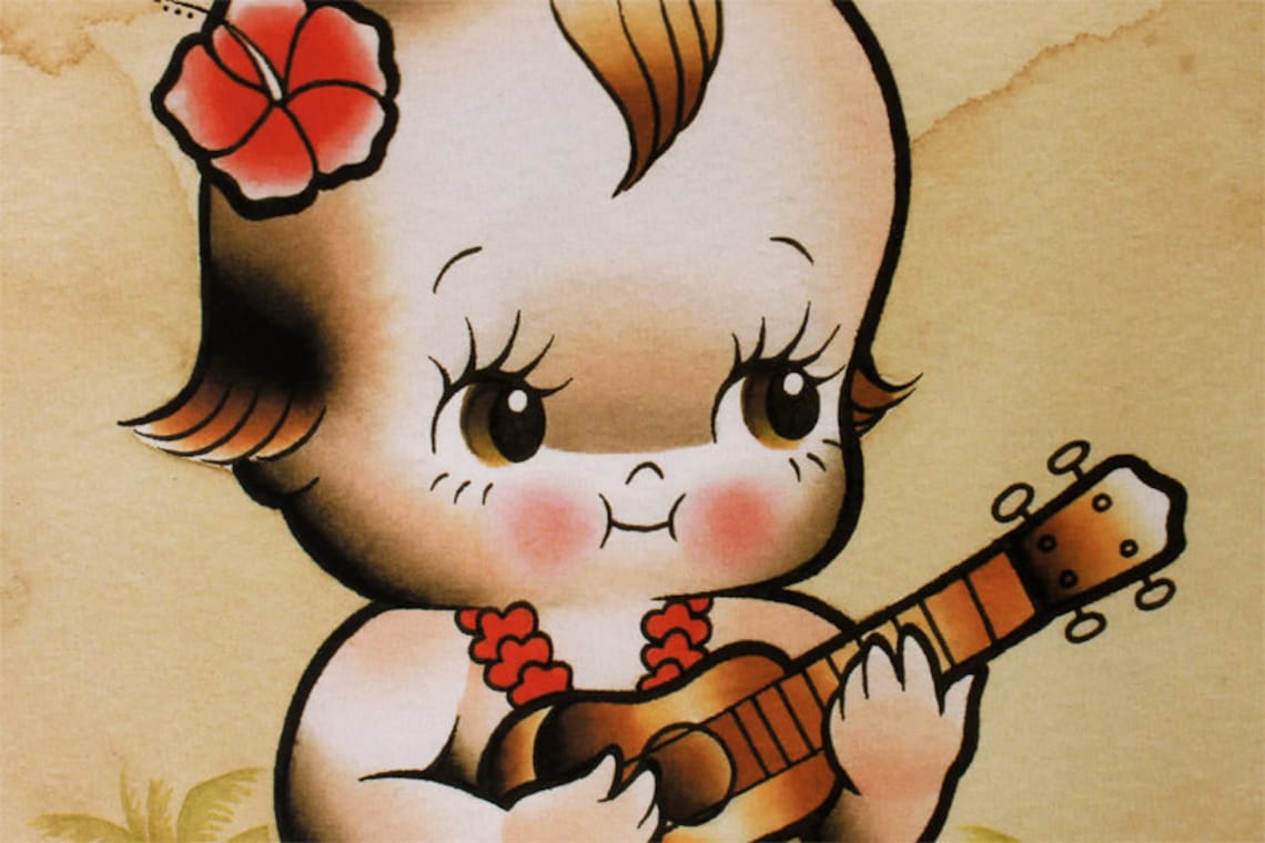 The Hawaiian Kewpie 11x14 Tattoo Flash Print - Etsy Australia
