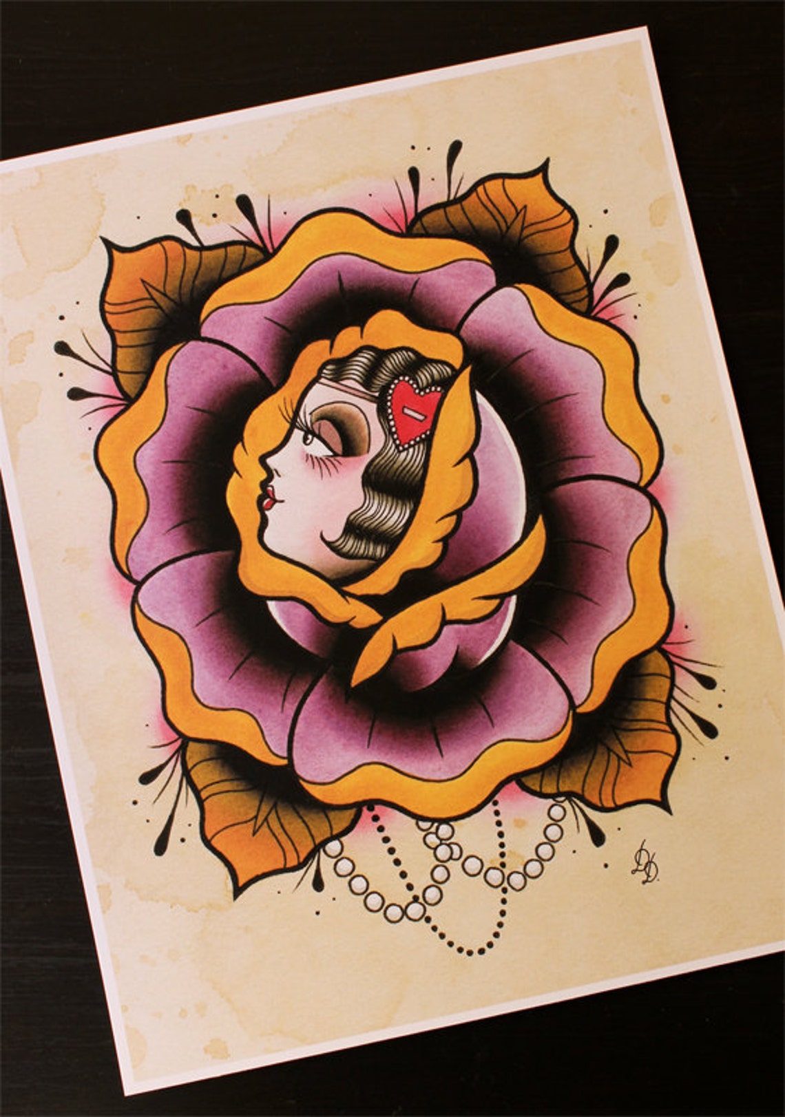 Sorrow Flapper Doll 11x14 Tattoo Flash Print - Etsy