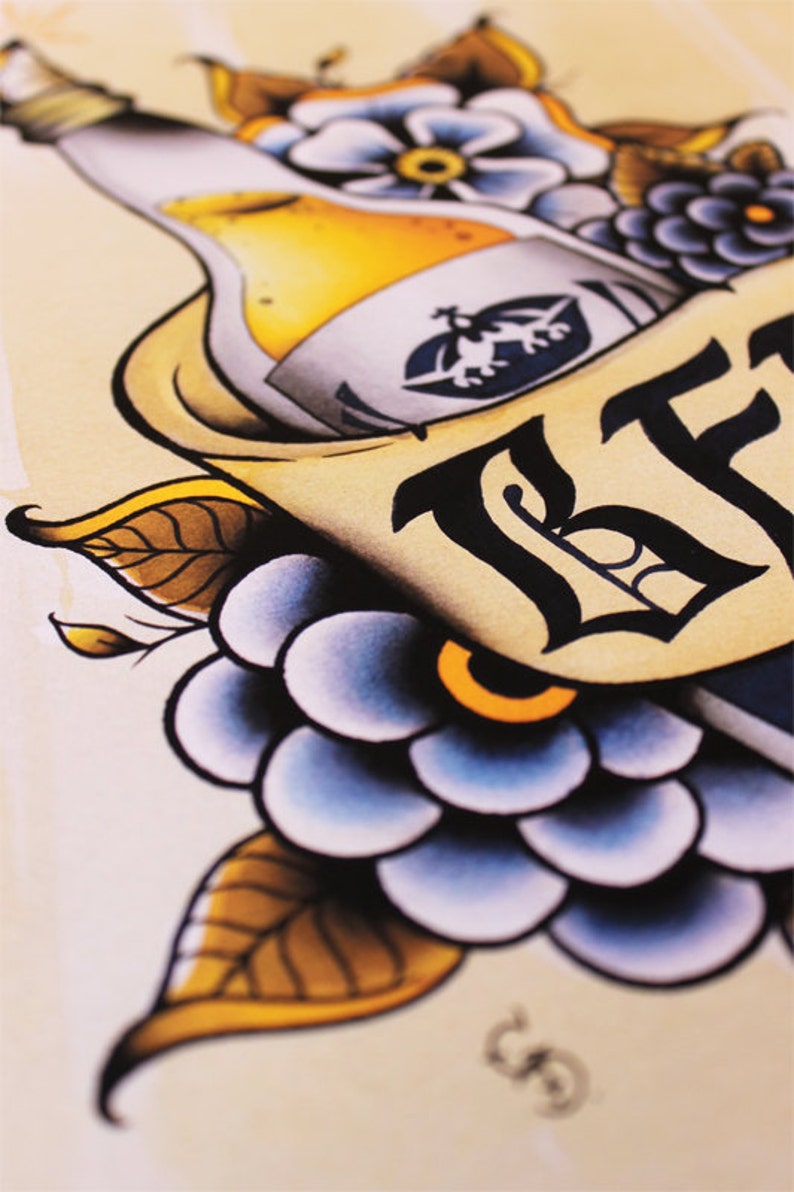 Corona Beer 11x14 Traditional Tattoo Flash Print | Etsy