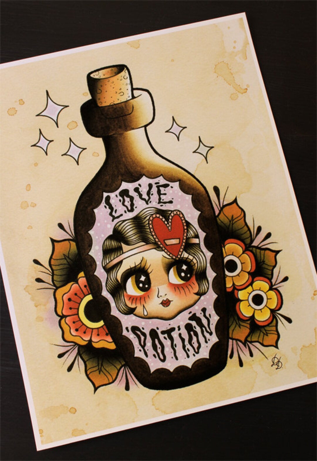 Love Potion Flapper Doll 11"x14" Tattoo Flash Print (other Sizes ...