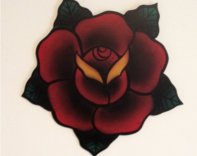 Large Handmade Wooden Traditional Tattoo Rose Hanging Frame - Etsy