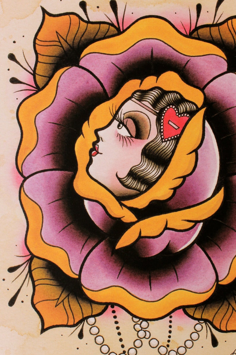 Sorrow Flapper Doll 11x14 Tattoo Flash Print - Etsy