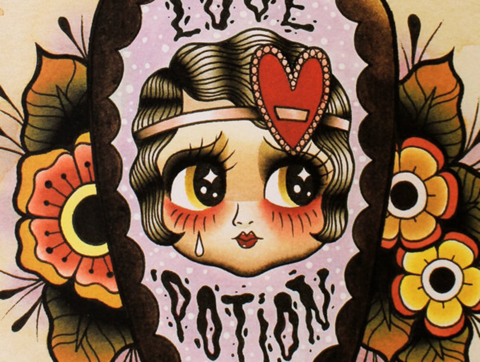 Love Potion Flapper Doll 11x14 Tattoo Flash Print - Etsy