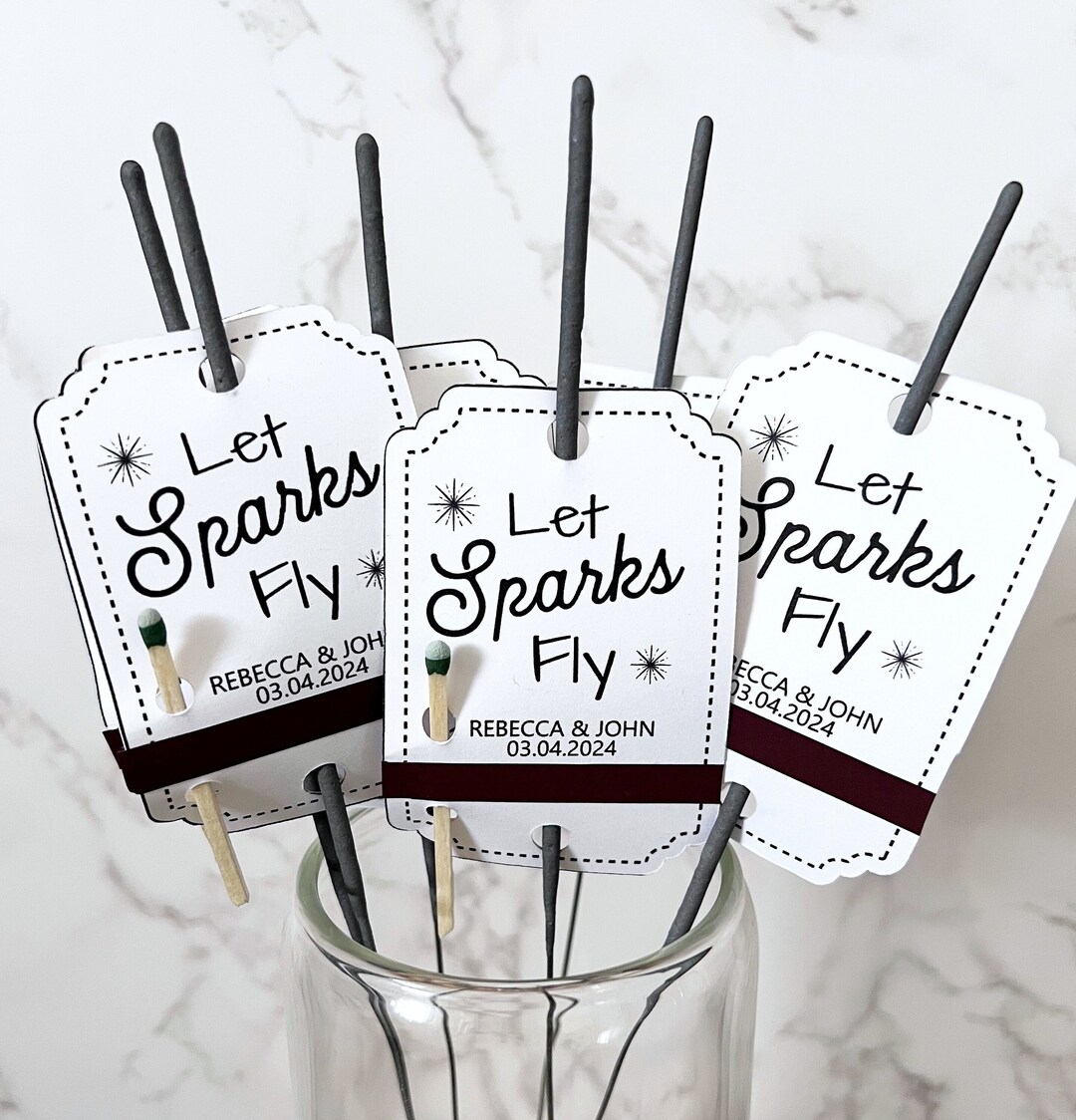 Personalized Sparkler Tags, Wedding Favors, Let Sparks Fly - Etsy